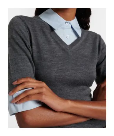 Staud Layered Wool-blend Midi Dress