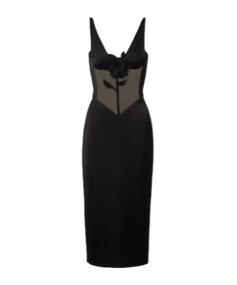 David Koma Floral Appliqué Satin And Taffeta Gown - Black