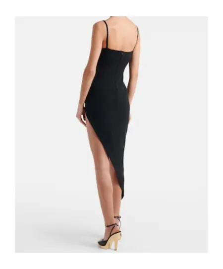David Koma Asymmetrical Floral Appliqué Midi Dress
