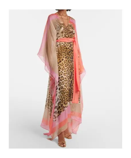 Roberto Cavalli Printed Belted Silk Kaftan