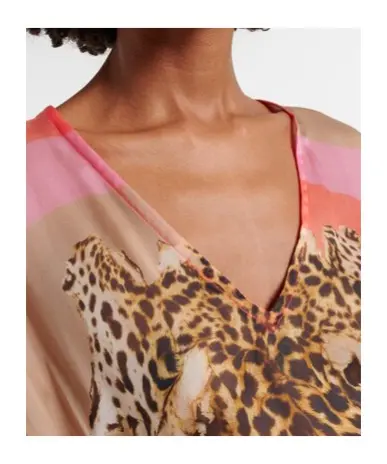 Roberto Cavalli Printed Belted Silk Kaftan