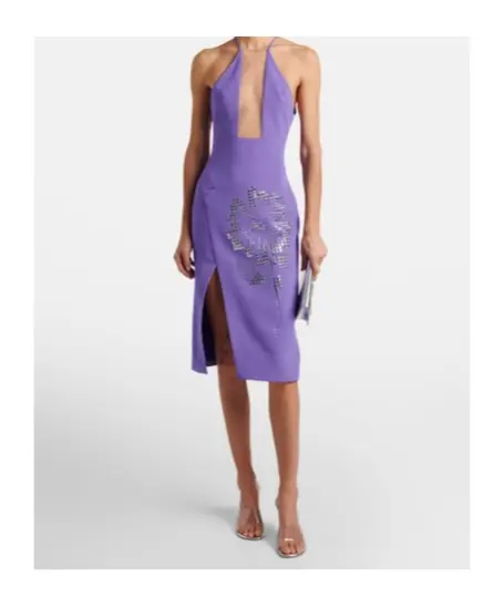 David Koma Asymmetrical Embellished Floral Midi Dress