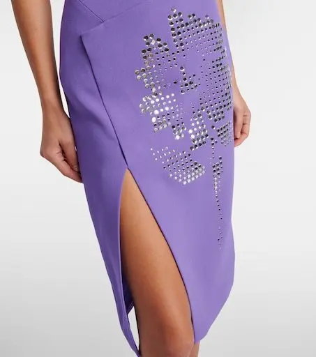 David Koma Asymmetrical Embellished Floral Midi Dress