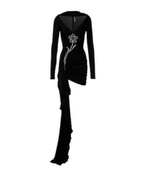 David Koma Embellished Draped Jersey Minidress