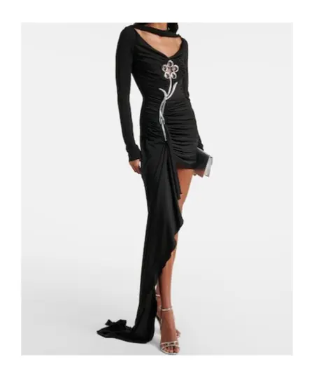 David Koma Embellished Draped Jersey Minidress