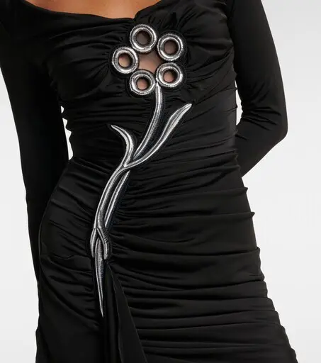David Koma Embellished Draped Jersey Minidress