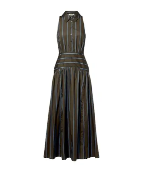Staud Romy Striped Cotton Midi Dress