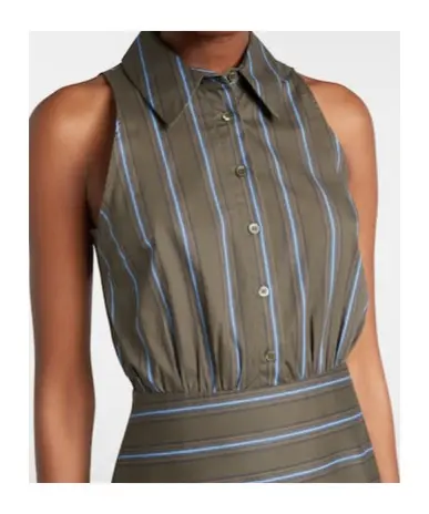 Staud Romy Striped Cotton Midi Dress