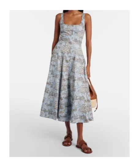 Staud Wells Floral Cotton Poplin Midi Dress