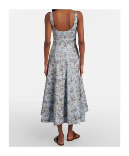 Staud Wells Floral Cotton Poplin Midi Dress