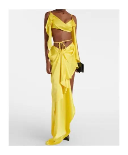 David Koma Draped Satin Top And Skirt Set