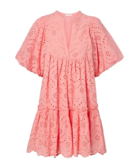 Poupette St Barth Cruz Broderie Anglaise Cotton Minidress - Pink