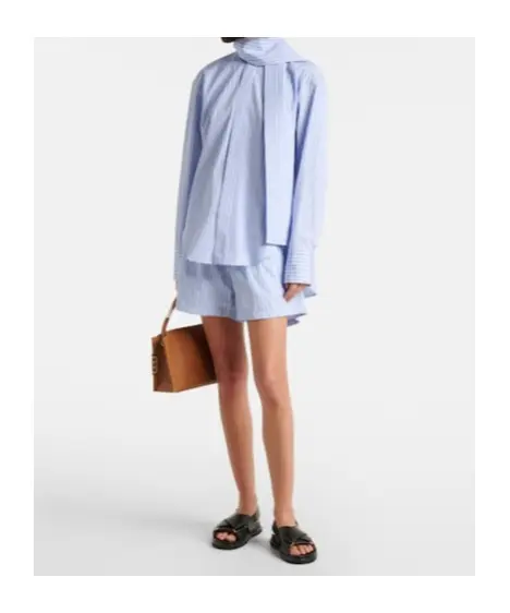 Plan C Striped Cotton Shorts