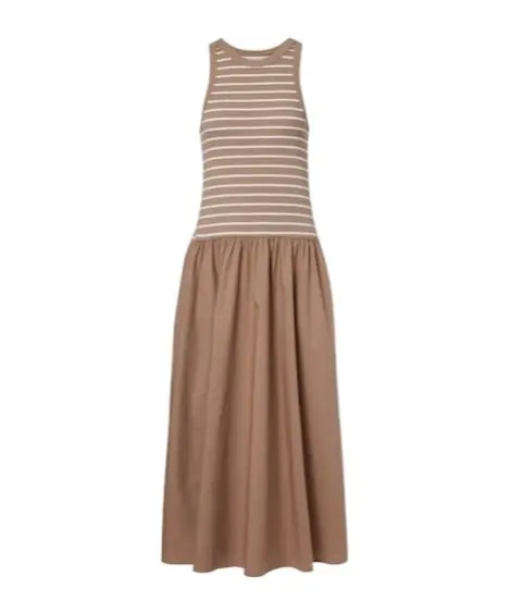 Velvet By Graham & Spencer Romina Striped Cotton-blend Midi Dress - Brown