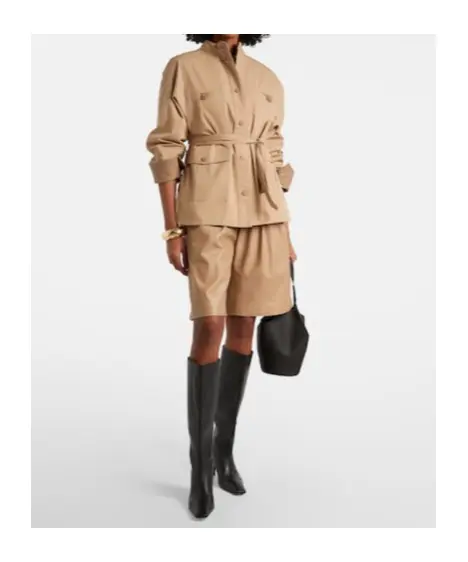 YVES SALOMON Leather Bermuda Shorts