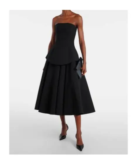 Solace Ada Strapless Crepe Midi Dress