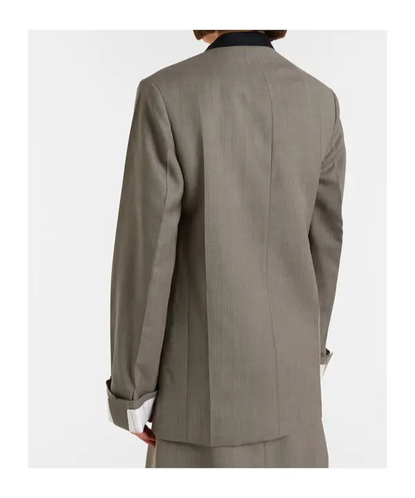 Victoria Beckham Herringbone Virgin Wool Blazer