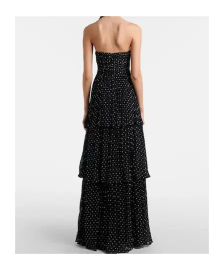 SELF-PORTRAIT Embellished Polka-dot Tiered Gown