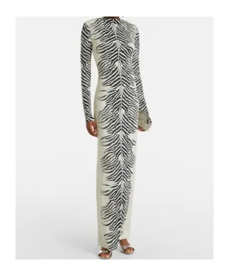 DE LA VALI Kari Zebra-print Maxi Dress