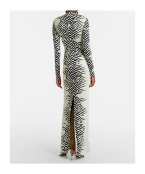 DE LA VALI Kari Zebra-print Maxi Dress