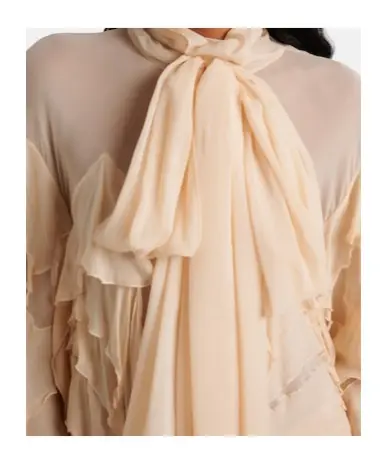 Blumarine Ruffled Scarf-detail Georgette Blouse
