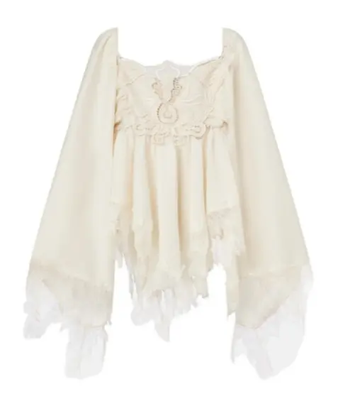 Blumarine Embroidered Lace-trimmed Blouse - White