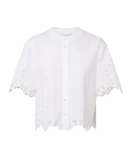 Veronica Beard Aleck Embroidered Cotton Shirt