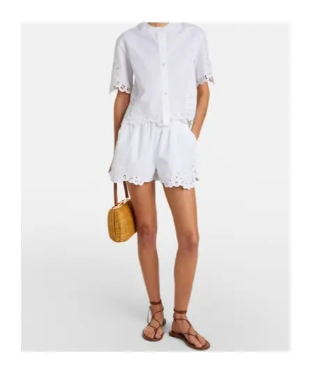 Veronica Beard Aleck Embroidered Cotton Shirt