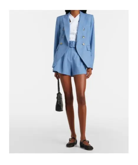 Veronica Beard Piper Striped Linen-blend Shorts