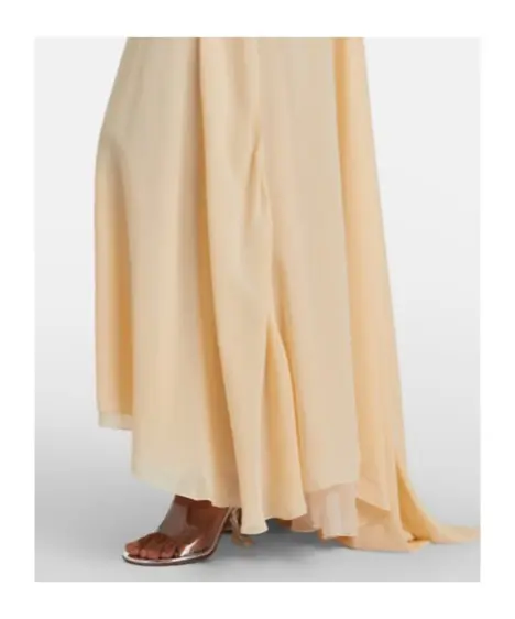 Blumarine Lace-trimmed Georgette Maxi Dress - Nude