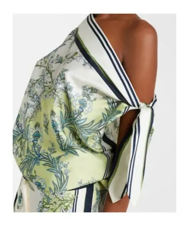 Veronica Beard Tari Floral One-shoulder Twill Top With Side Ties