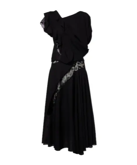 Junya Watanabe Asymmetric Lace-trimmed Midi Dress