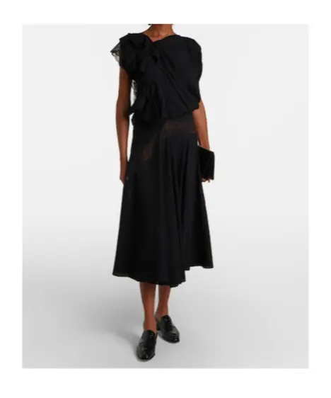 Junya Watanabe Asymmetric Lace-trimmed Midi Dress