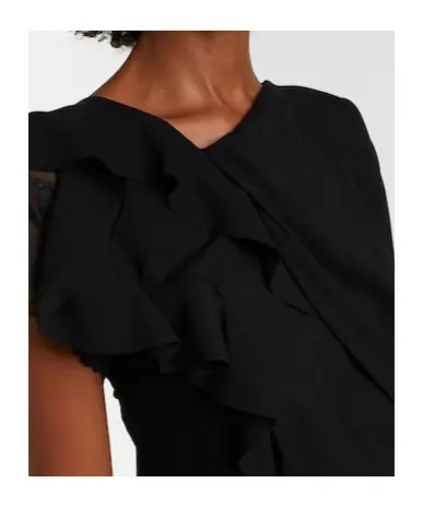Junya Watanabe Asymmetric Lace-trimmed Midi Dress