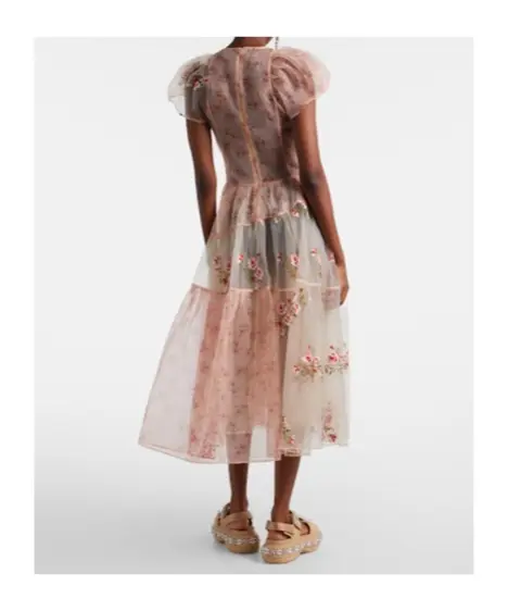 Simone Rocha Patchwork Sheer Organza Midi Dress
