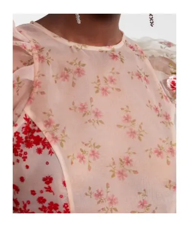 Simone Rocha Patchwork Sheer Organza Midi Dress