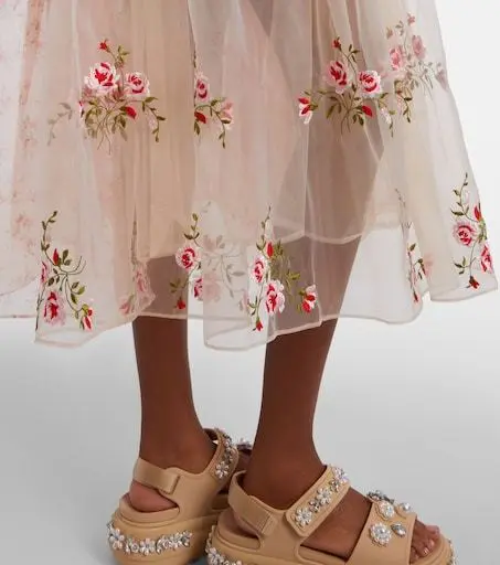 Simone Rocha Patchwork Sheer Organza Midi Dress