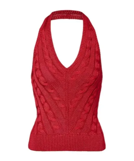 Ralph Lauren Cable-knit Halterneck Silk Top