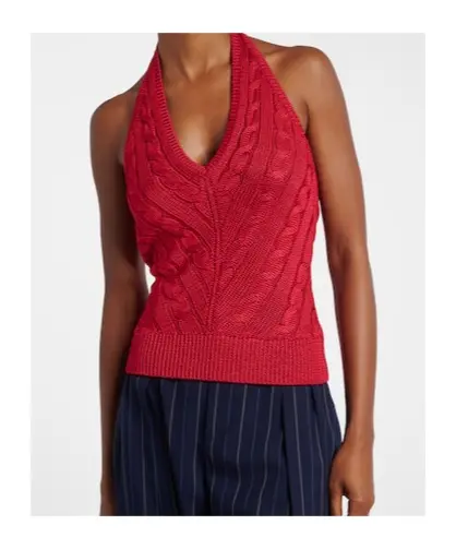 Ralph Lauren Cable-knit Halterneck Silk Top