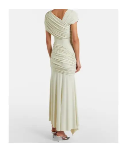 DE LA VALI Hela Draped Asymmetric Jersey Midi Dress