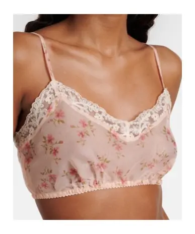 Simone Rocha Floral Lace-trimmed Bra Top