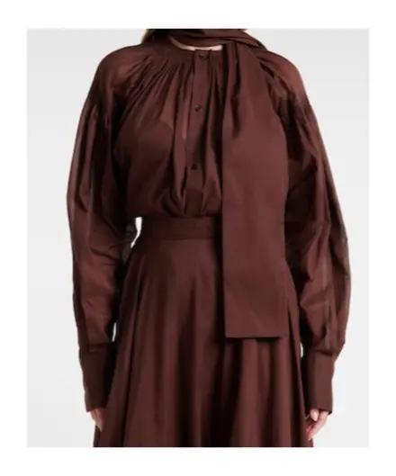 Plan C Tie-neck Cotton Blouse