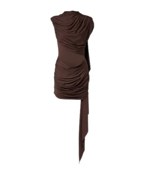 DE LA VALI Draped Caped Jersey Minidress