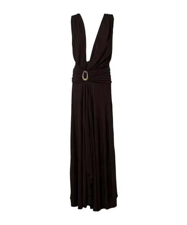 Christopher Esber Stone Pin Draped Jersey Maxi Dress