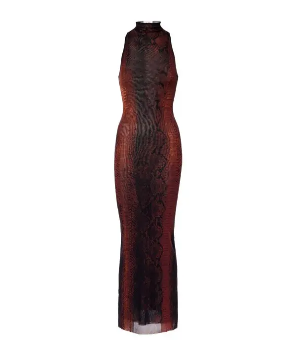 JEAN PAUL GAULTIER Snake-print Backless Dress - Black