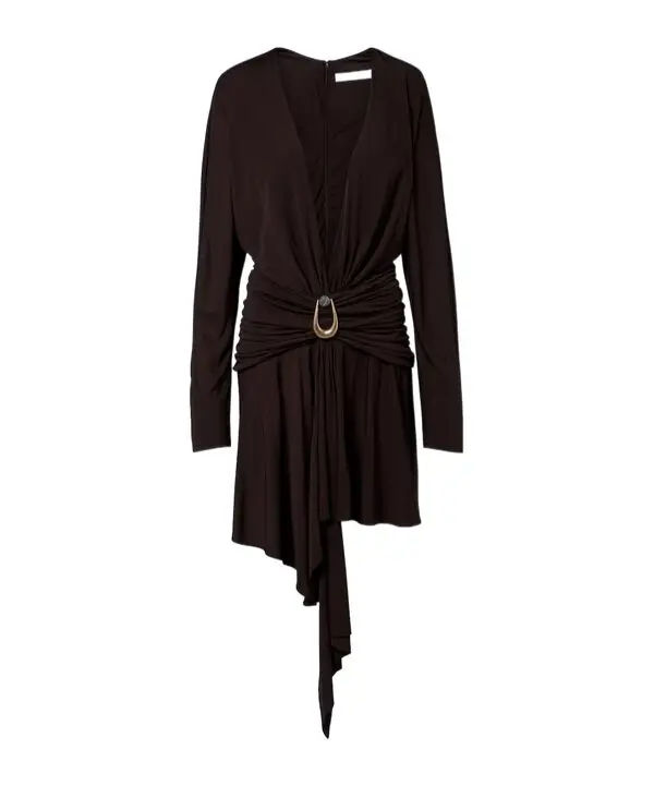 Christopher Esber Stone Pin Draped Jersey Mini Dress - Black