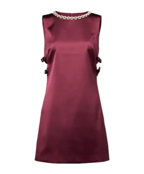 SELF-PORTRAIT Bow-detail Embellished Satin Minidress - Red