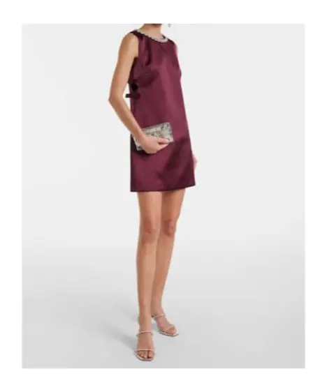 SELF-PORTRAIT Embellished Satin Mini Dress With Bow Details