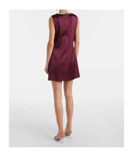 SELF-PORTRAIT Embellished Satin Mini Dress With Bow Details
