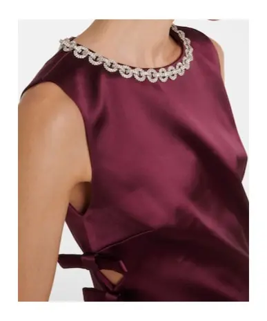 SELF-PORTRAIT Embellished Satin Mini Dress With Bow Details